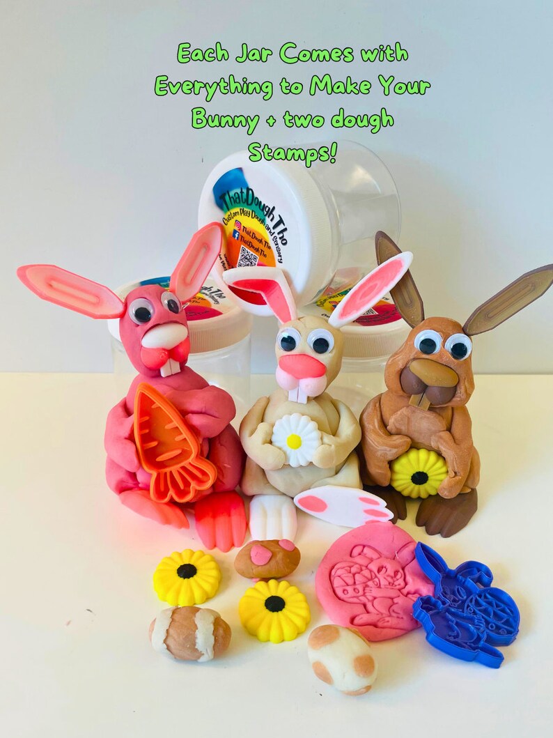 Easter Bunny Playdough Jar: Sensory Activity Kit for Kids' Baskets ...
