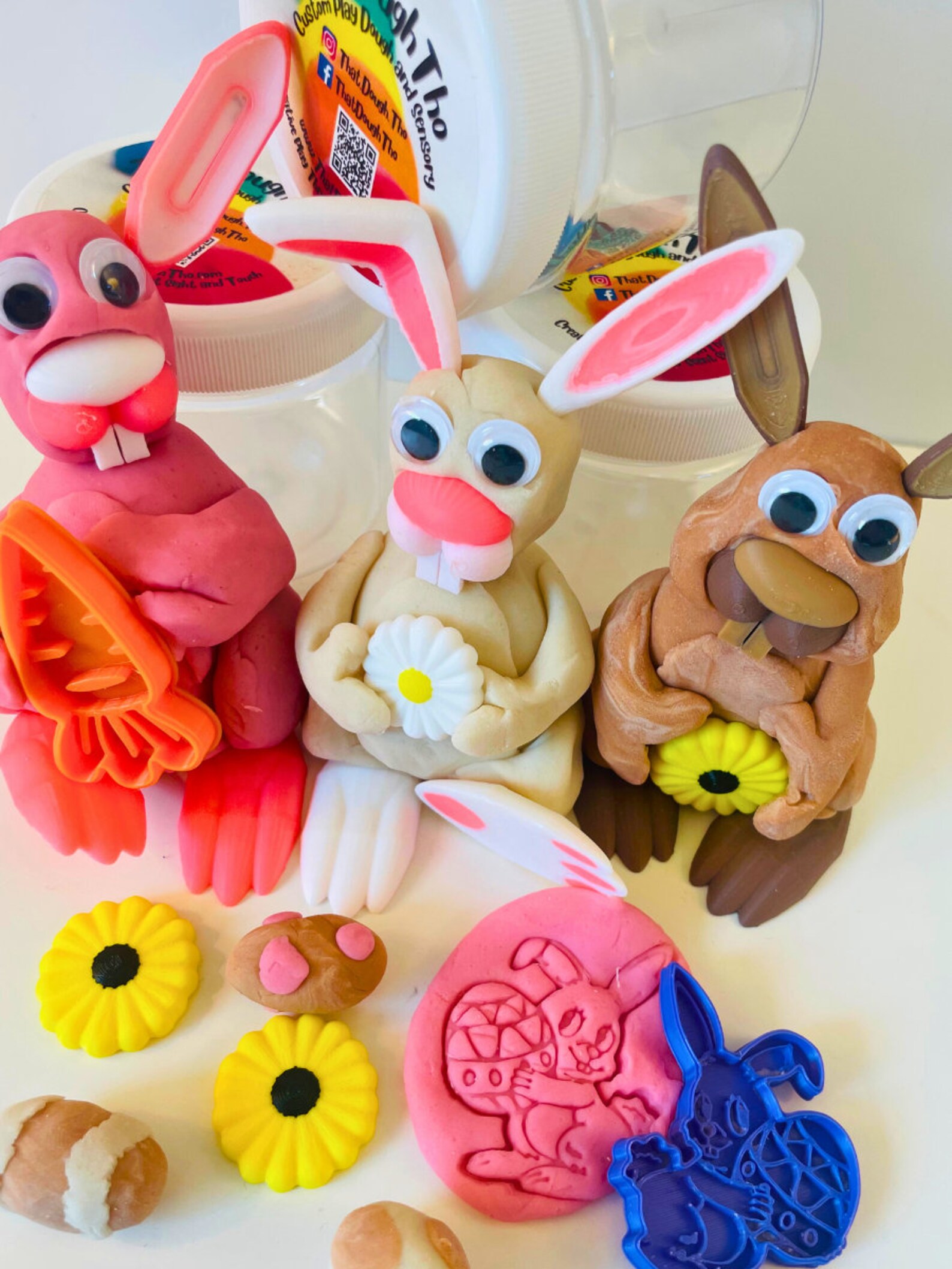 Easter Bunny Playdough Jar: Sensory Activity Kit for Kids' Baskets ...