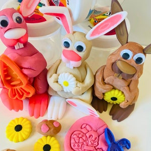 Easter Bunny Playdough Jar: Sensory Activity Kit for Kids' Baskets ...