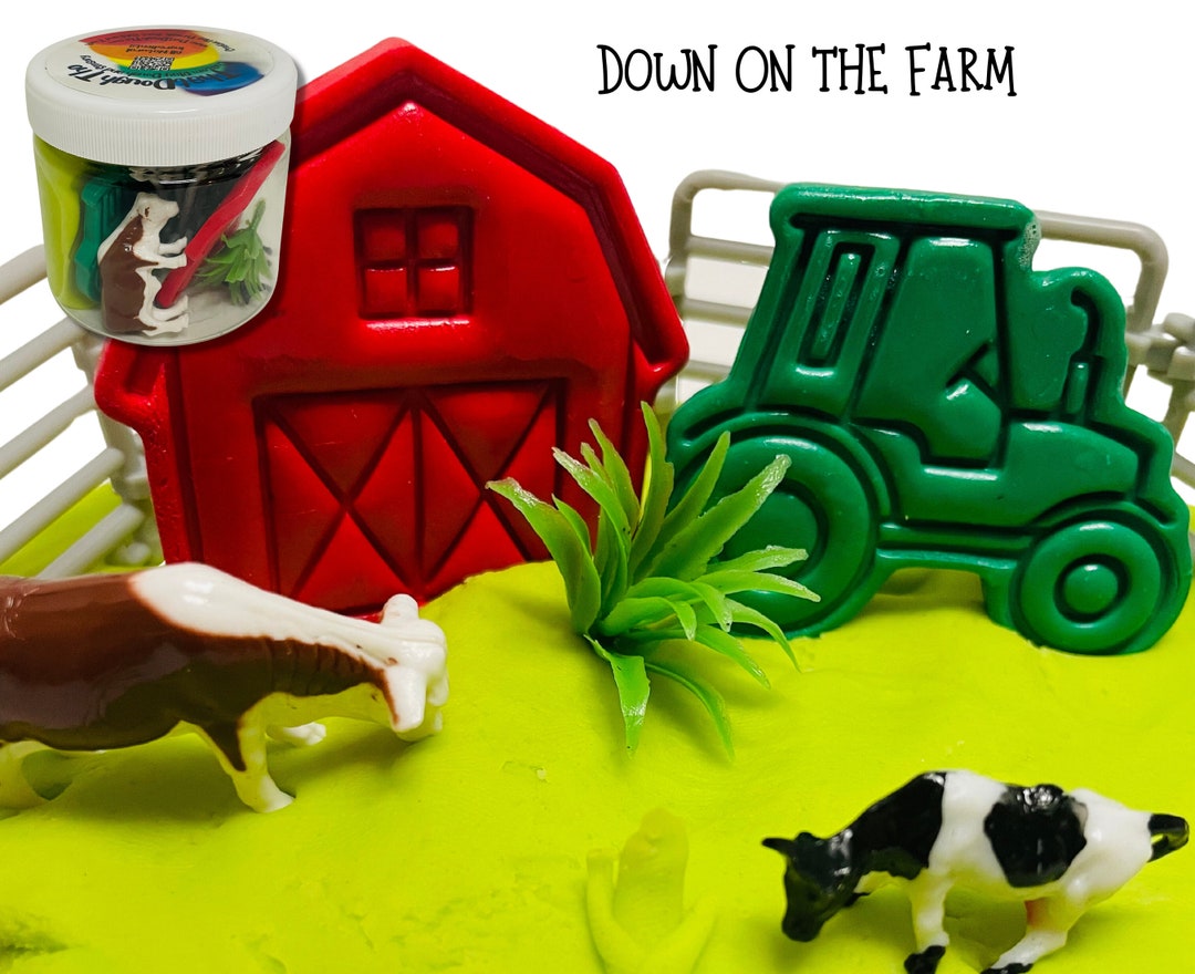 Farm Play Dough Jar| Play Dough Farm Play Set Jar| Barn Play Dough Jar ...