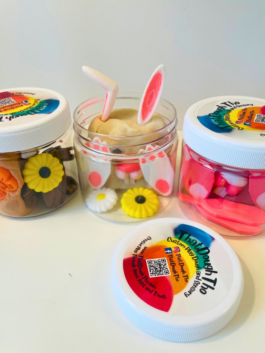 Easter Bunny Playdough Jar: Sensory Activity Kit for Kids' Baskets ...