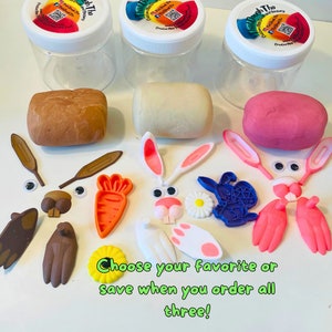 Easter Bunny Playdough Jar: Sensory Activity Kit for Kids' Baskets ...