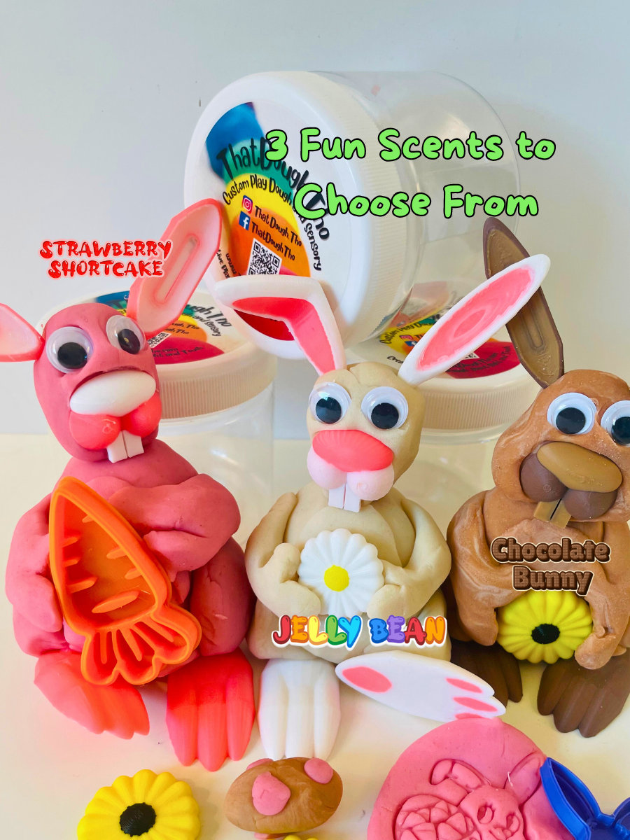 Easter Bunny Playdough Jar: Sensory Activity Kit for Kids' Baskets ...