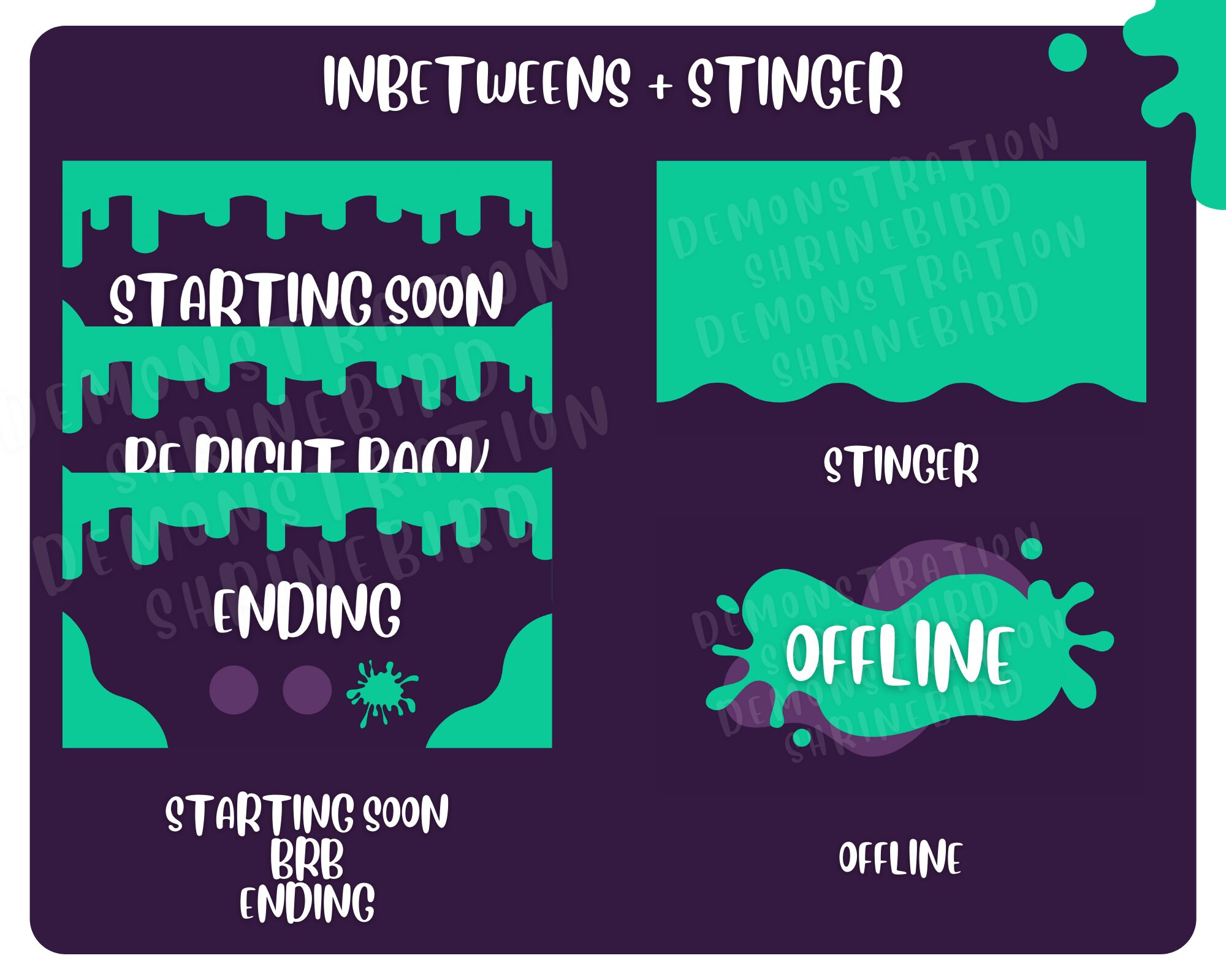 Slime Twitch Stream Set Package Green Purple | Webcam/vtuber | Overlays ...