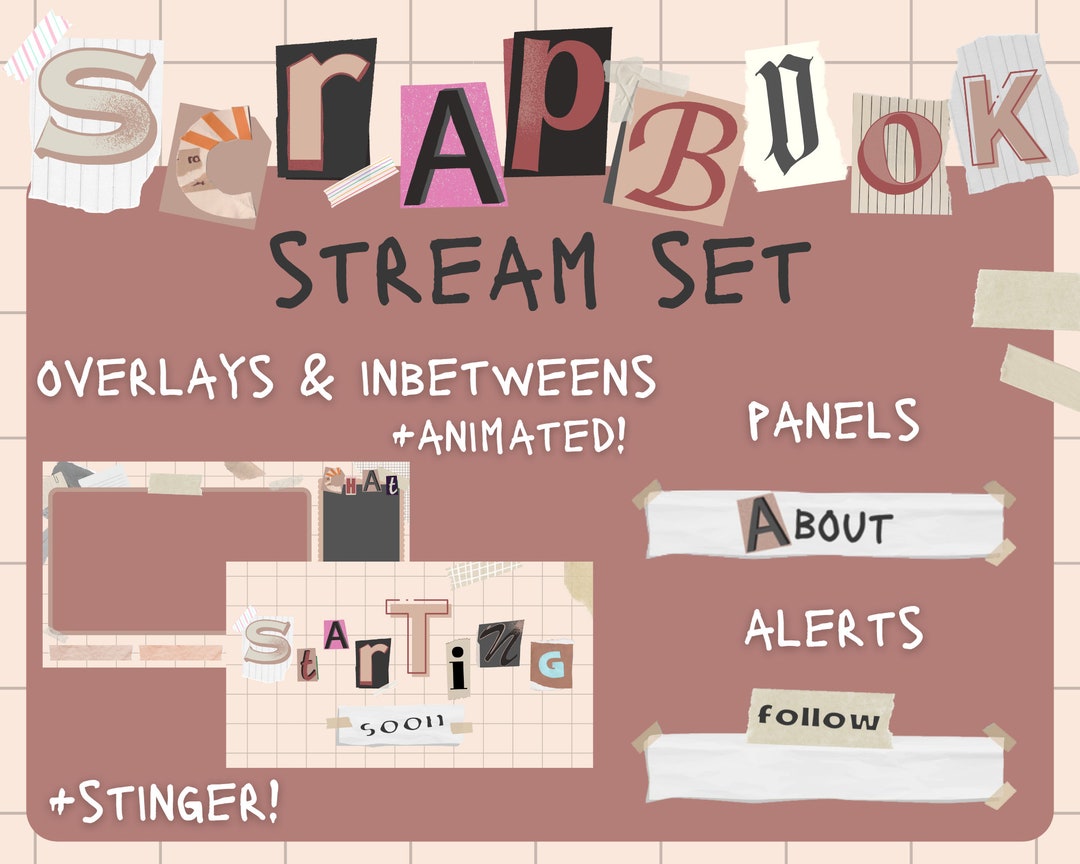 Scrapbook Stream Package | Twitch, YT | Webcam/vtuber | Overlays ...