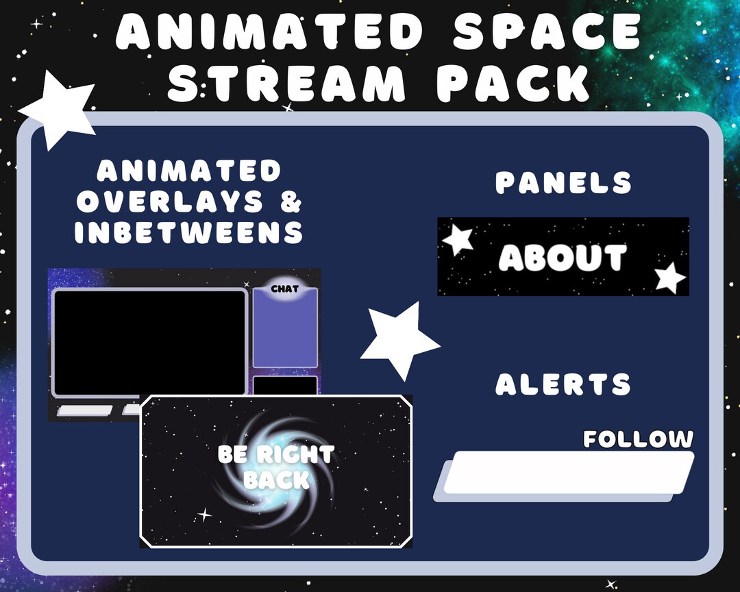 Animated Galaxy Space Stream Package | Twitch | Webcam/vtuber ...