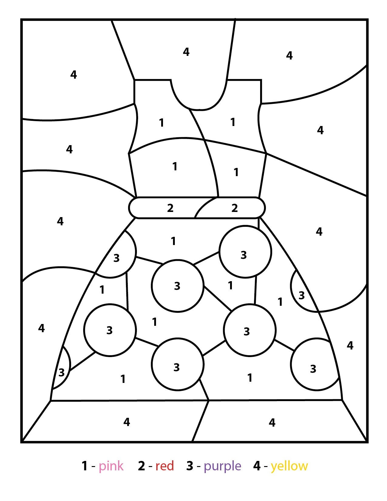 Dress Color by Number Kids Printable, Various Theme Coloring Pages for ...