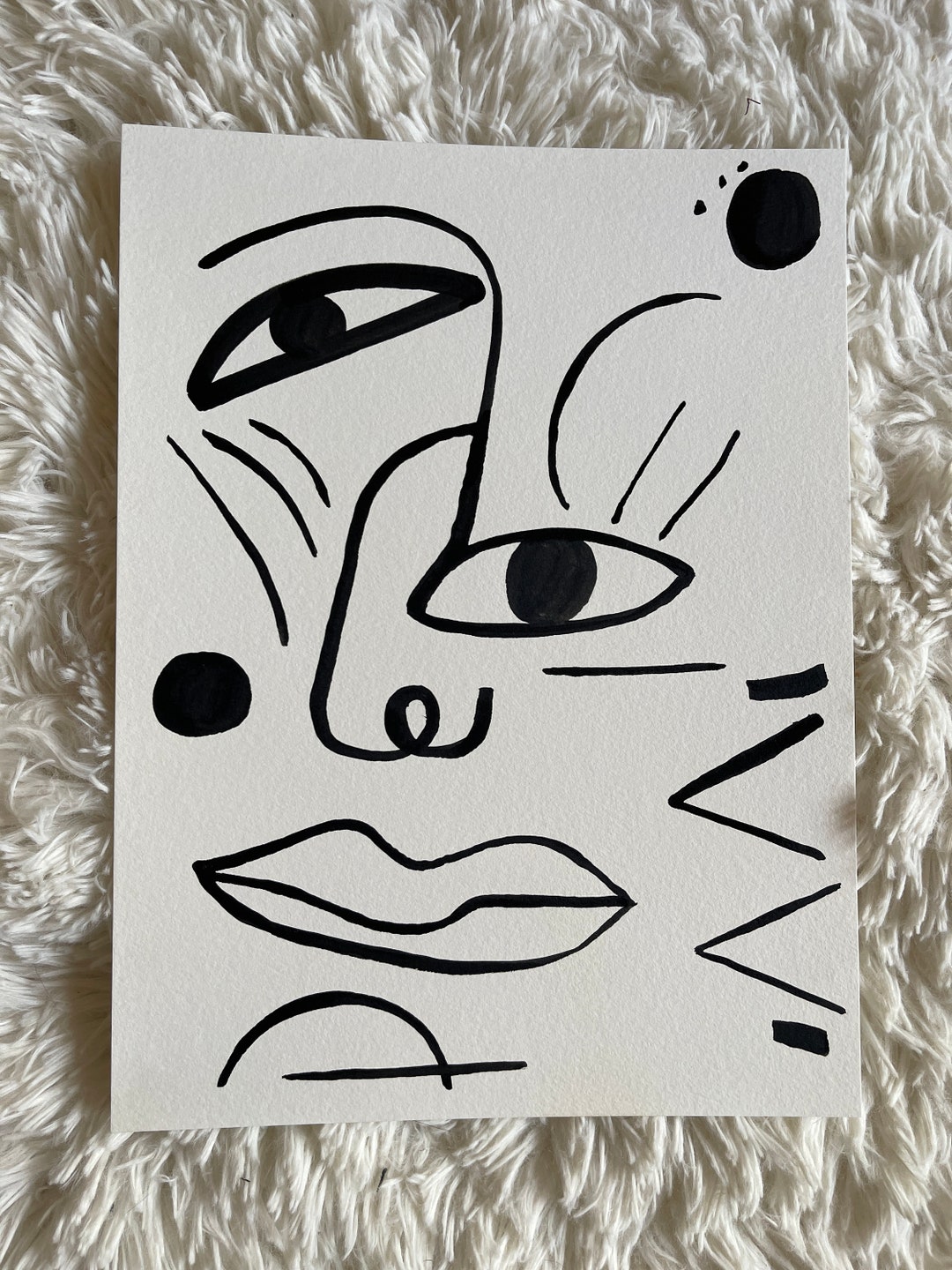 Abstract Face Ink Drawing - Etsy