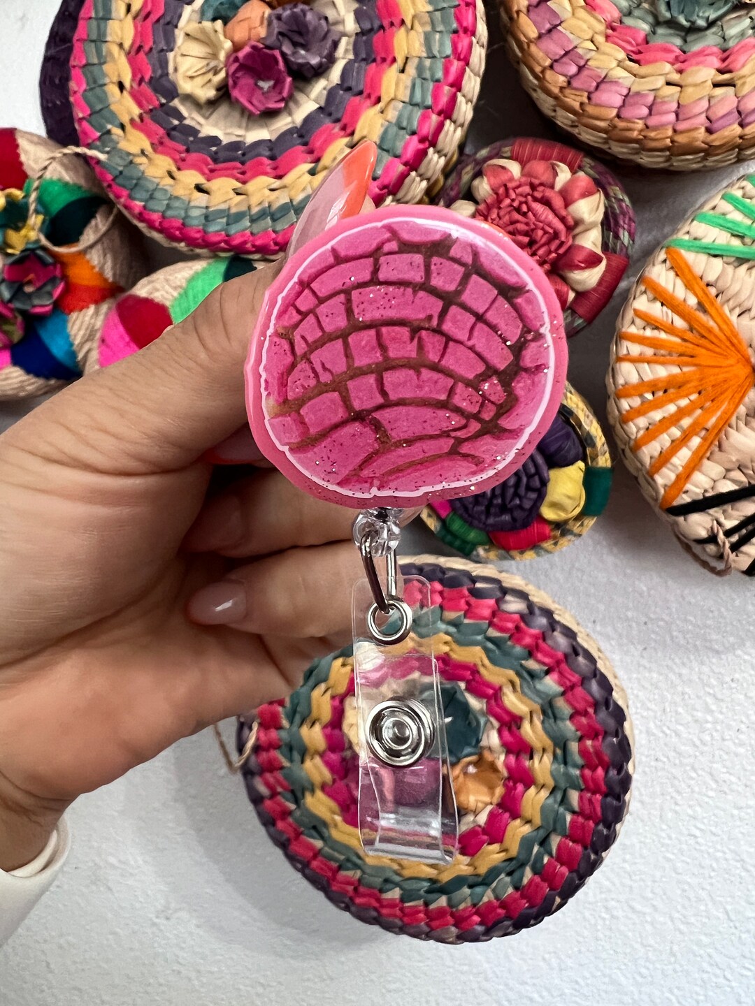 Pink Concha Badge Reel | Very That | Latina Badgereel - Etsy