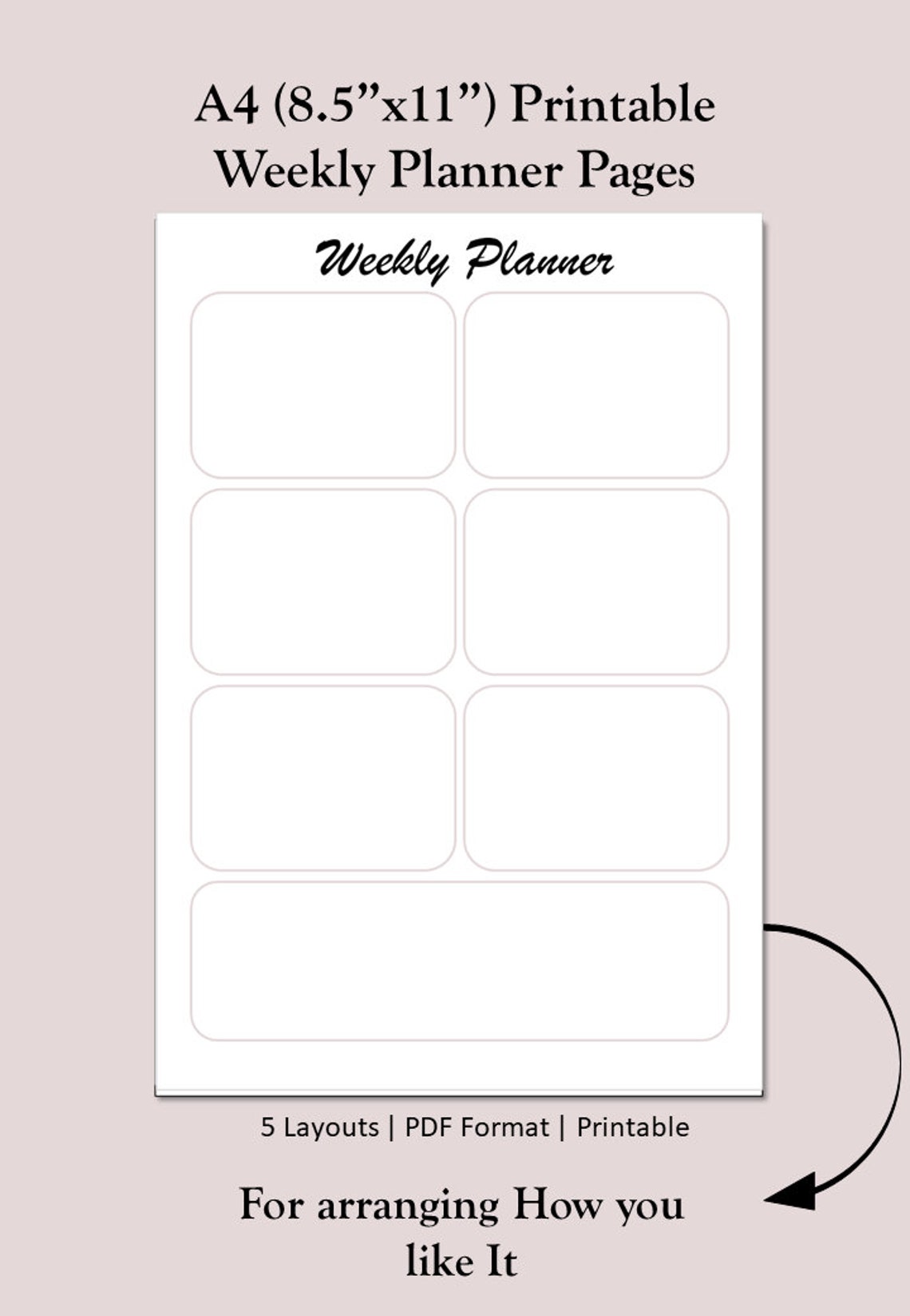 Weekly Planner PDF Printable A4 Size Planner Weekly | Etsy