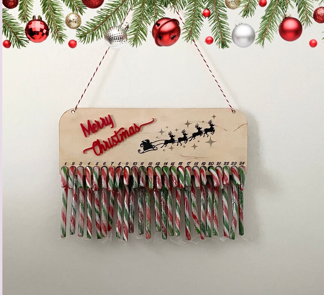 Candy Cane Calendar File for Laser Cutting, Christmas Decorations Svg ...