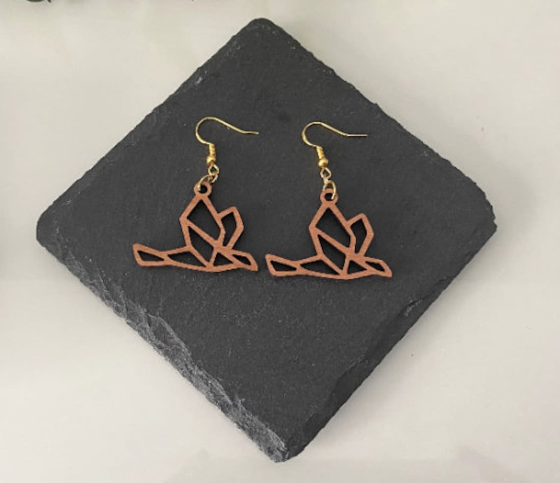 Origami Bird Laser Cut Earrings Ornate Art Nouveau Vintage - Etsy