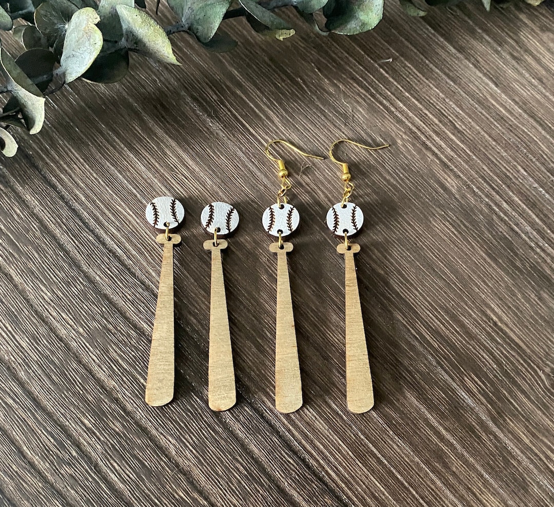Baseball and Bat Earrings Svg Files for Personalisation , Baseball ...