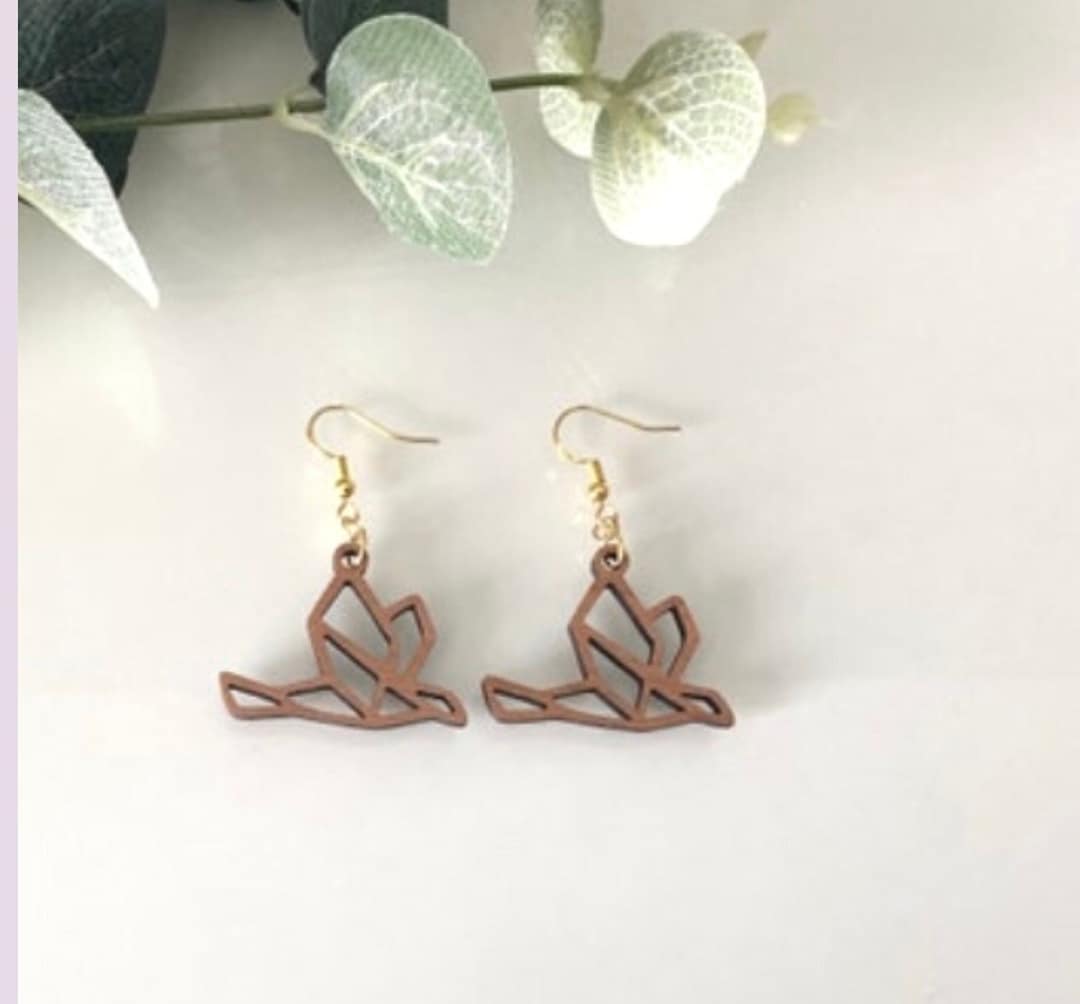 Origami Bird Laser Cut Earrings, Ornate Art Nouveau Vintage Style, Svg ...