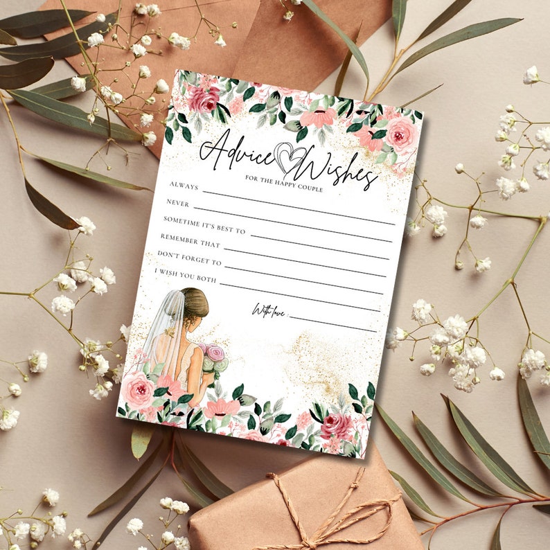 Wedding Advice Card Template Wishes for the Bride and Groom - Etsy