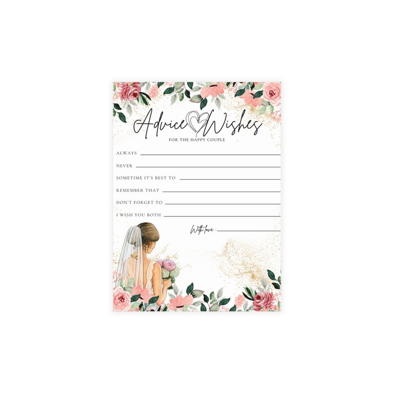 Wedding Advice Card Template Wishes for the Bride and Groom - Etsy