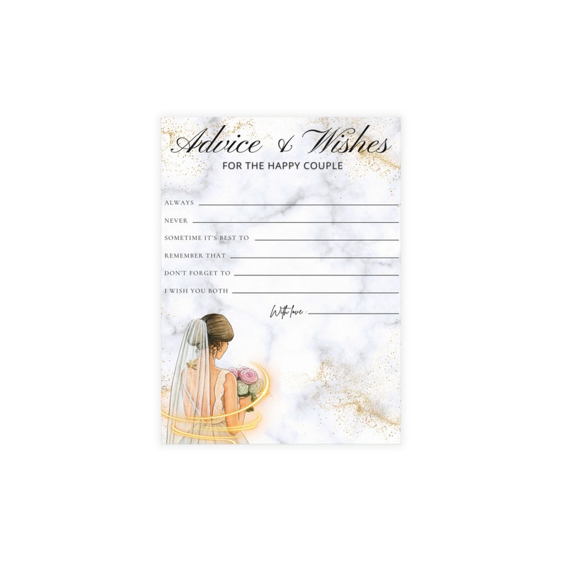 Wedding Advice Card Template Wishes For The Bride And Groom Etsy