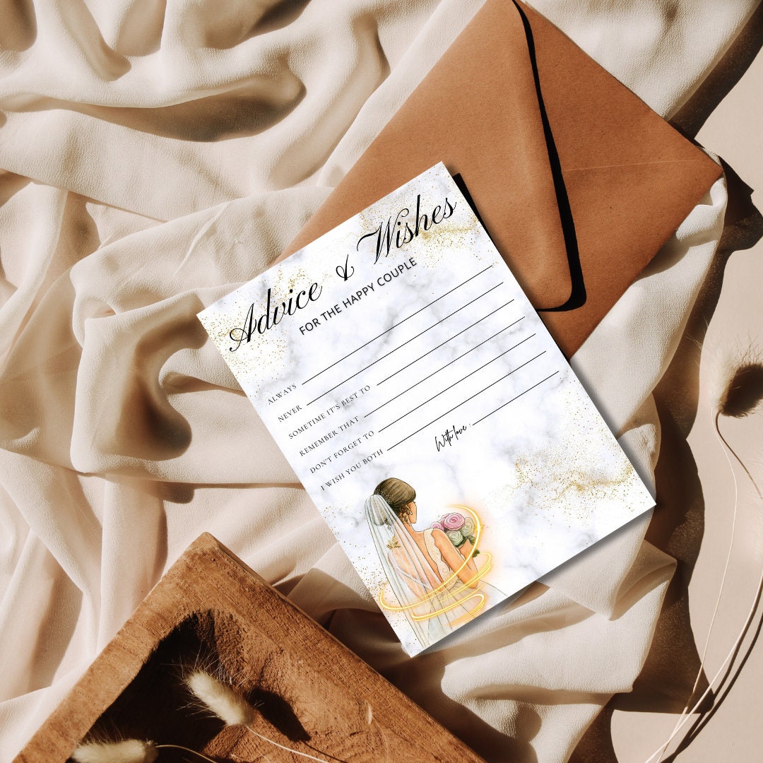 Wedding Advice Card Template Wishes for the Bride and Groom, Advice for ...