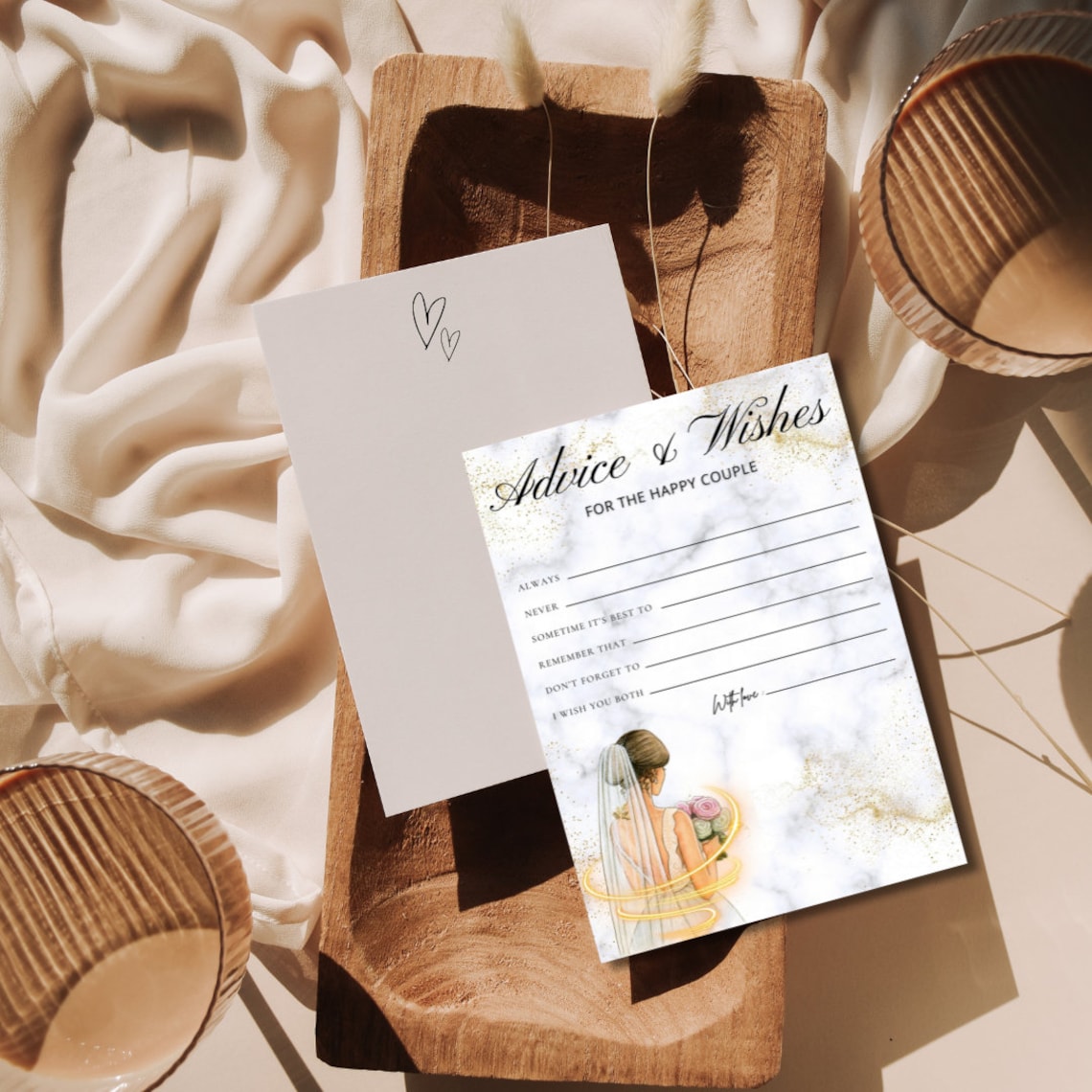 Wedding Advice Card Template Wishes for the Bride and Groom, Advice for ...