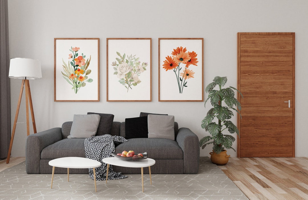 Floral Watercolor 3 Piece Poster Wildflower Wall Art - Etsy