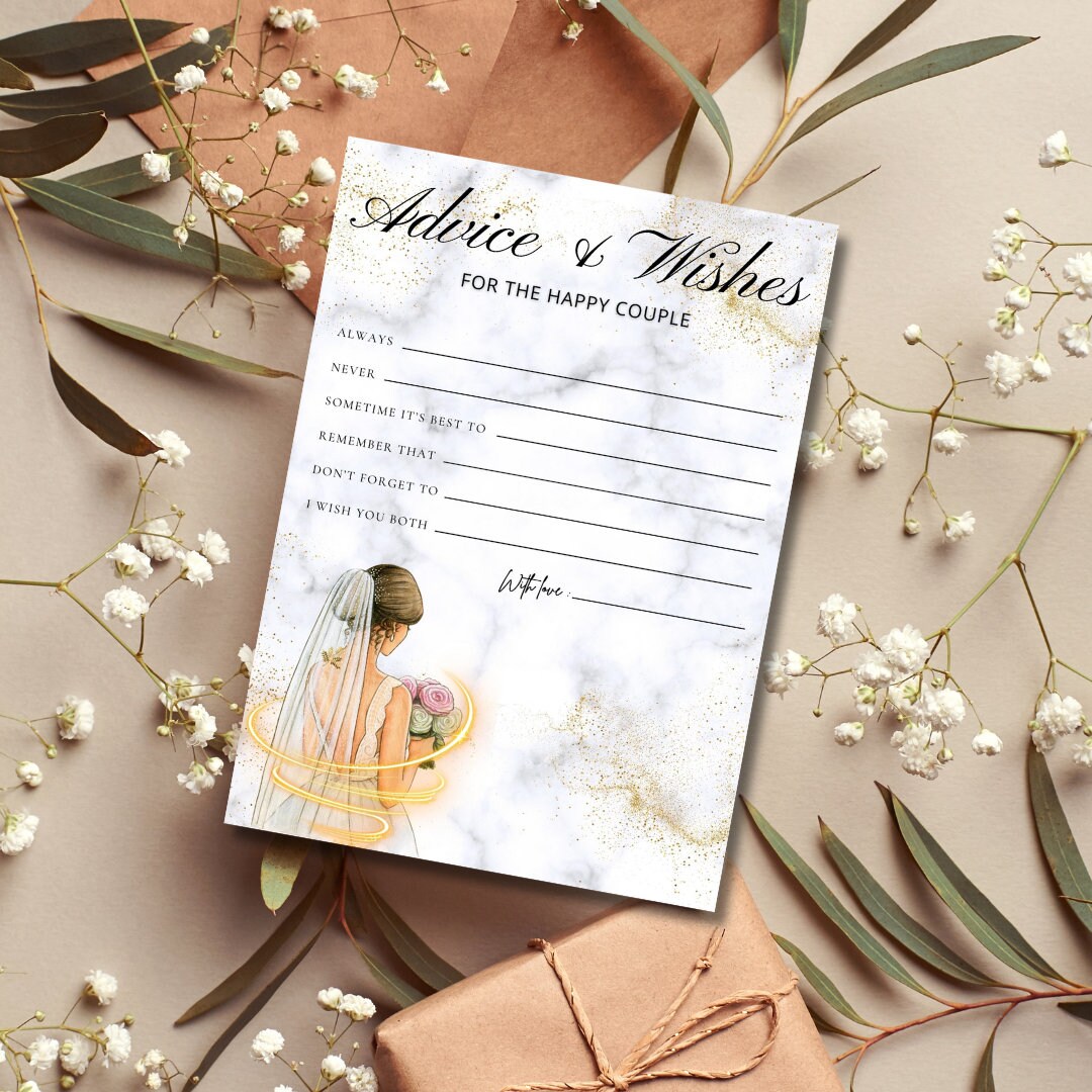 Wedding Advice Card Template Wishes for the Bride and Groom, Advice for ...