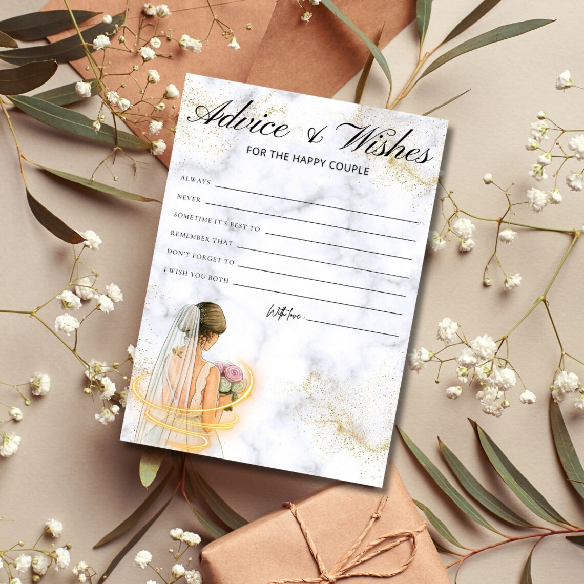 Wedding Advice Card Template Wishes For The Bride And Groom Advice For