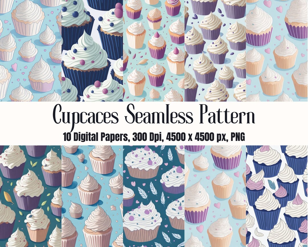 Cupcake Seamless Pattern, Seamless Pattern Png, Pastry Repeating ...