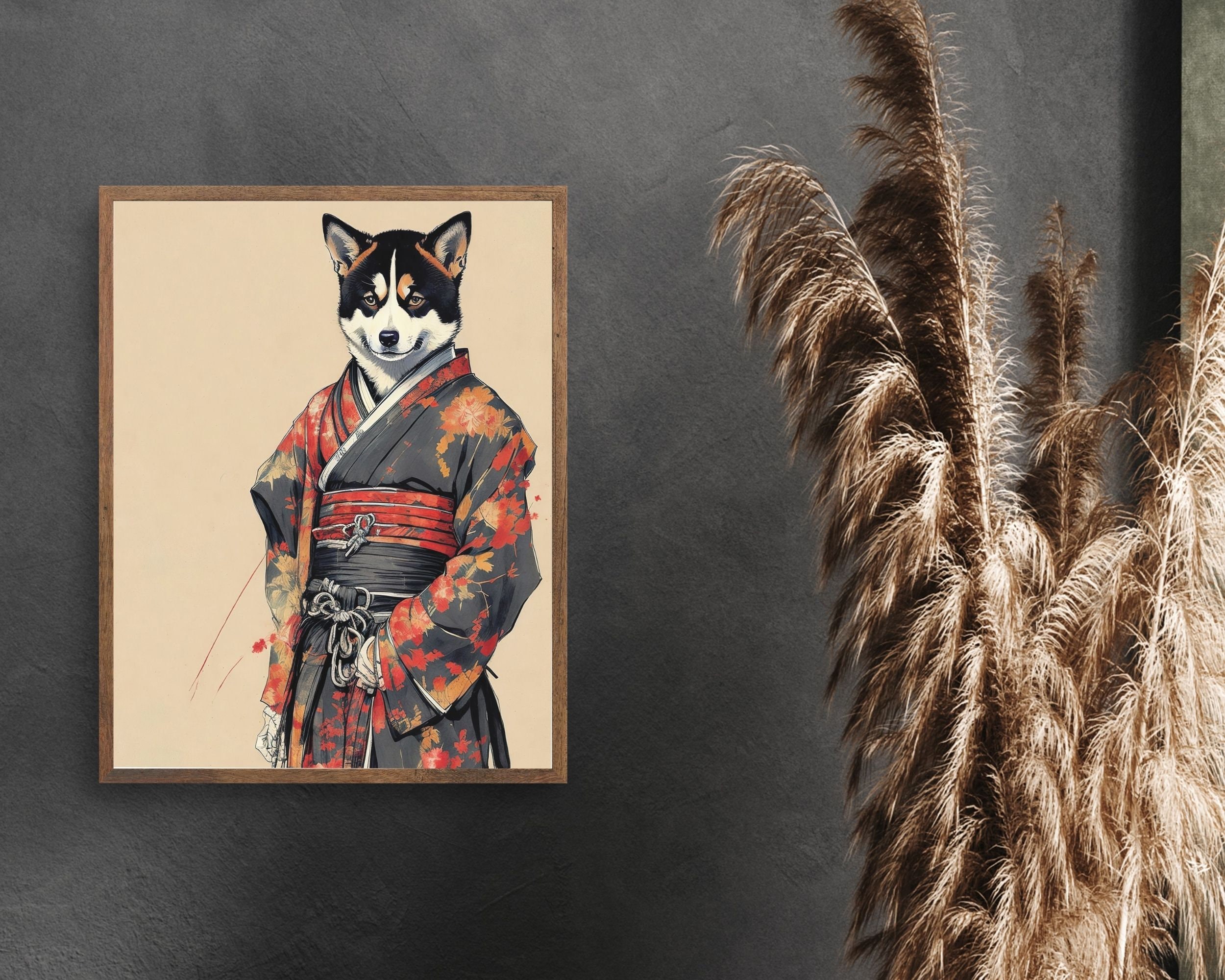 Samurai Dog Poster Japanese Art Printable Digital Download Wall Art ...