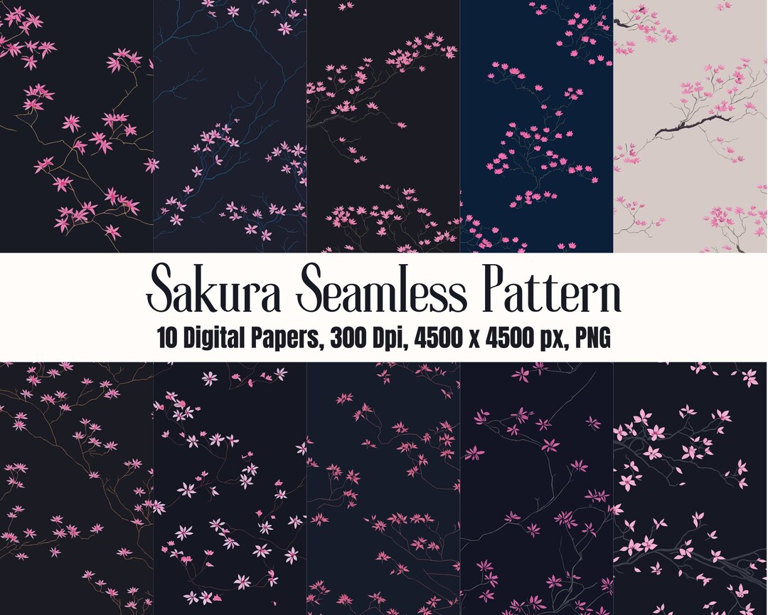 Sakura Seamless Pattern, Seamless Pattern Png, Cherry Blosson Repeating ...