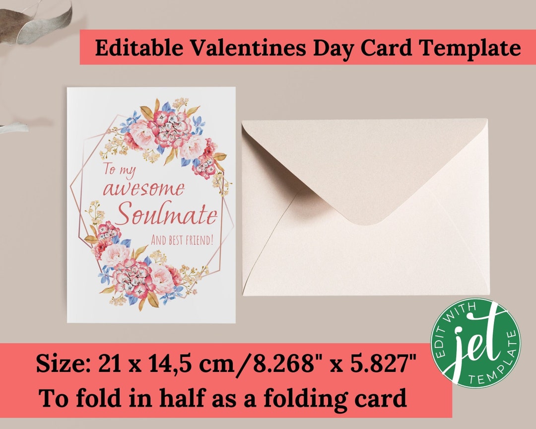 Editable Valentines Day Card, Soulmate Card Digital Download, Last ...