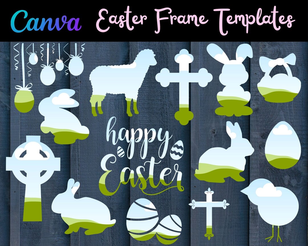Canva Frames, Canva Template, Design Elements, Digital Download, Easter ...