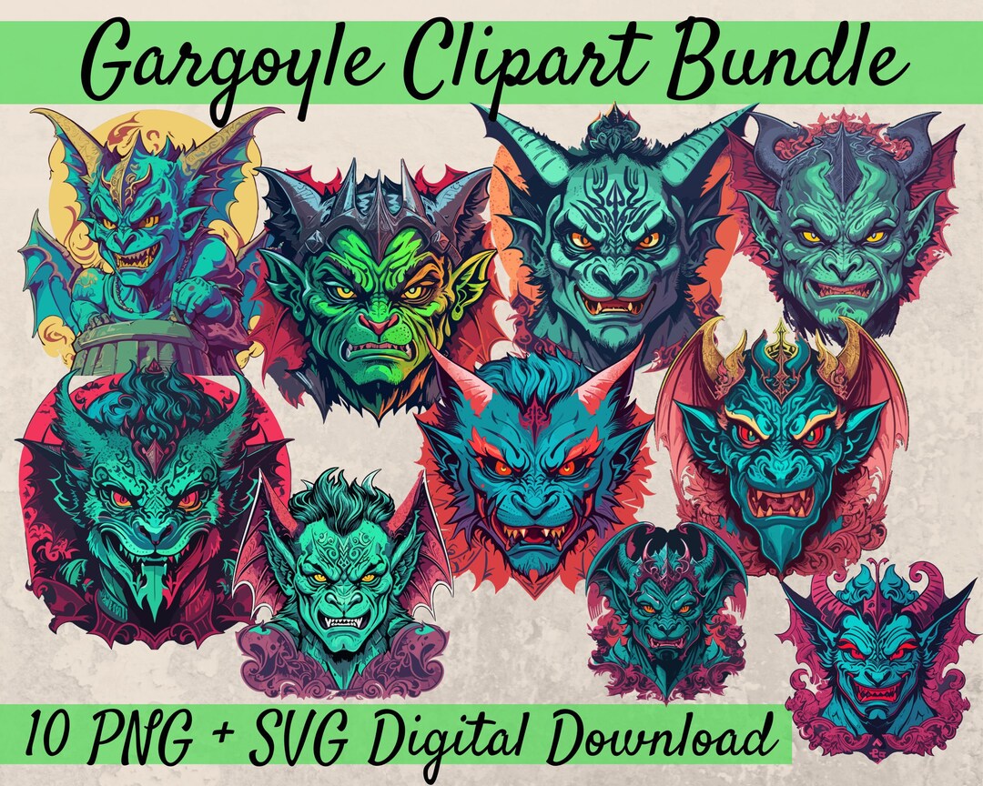 Gargoyle Clipart Halloween Svg PNG Bundle Horror Sublimation Dnd Rpg ...