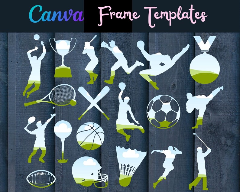 Canva Frames, Canva Template, Design Elements, Digital Download, Sports ...