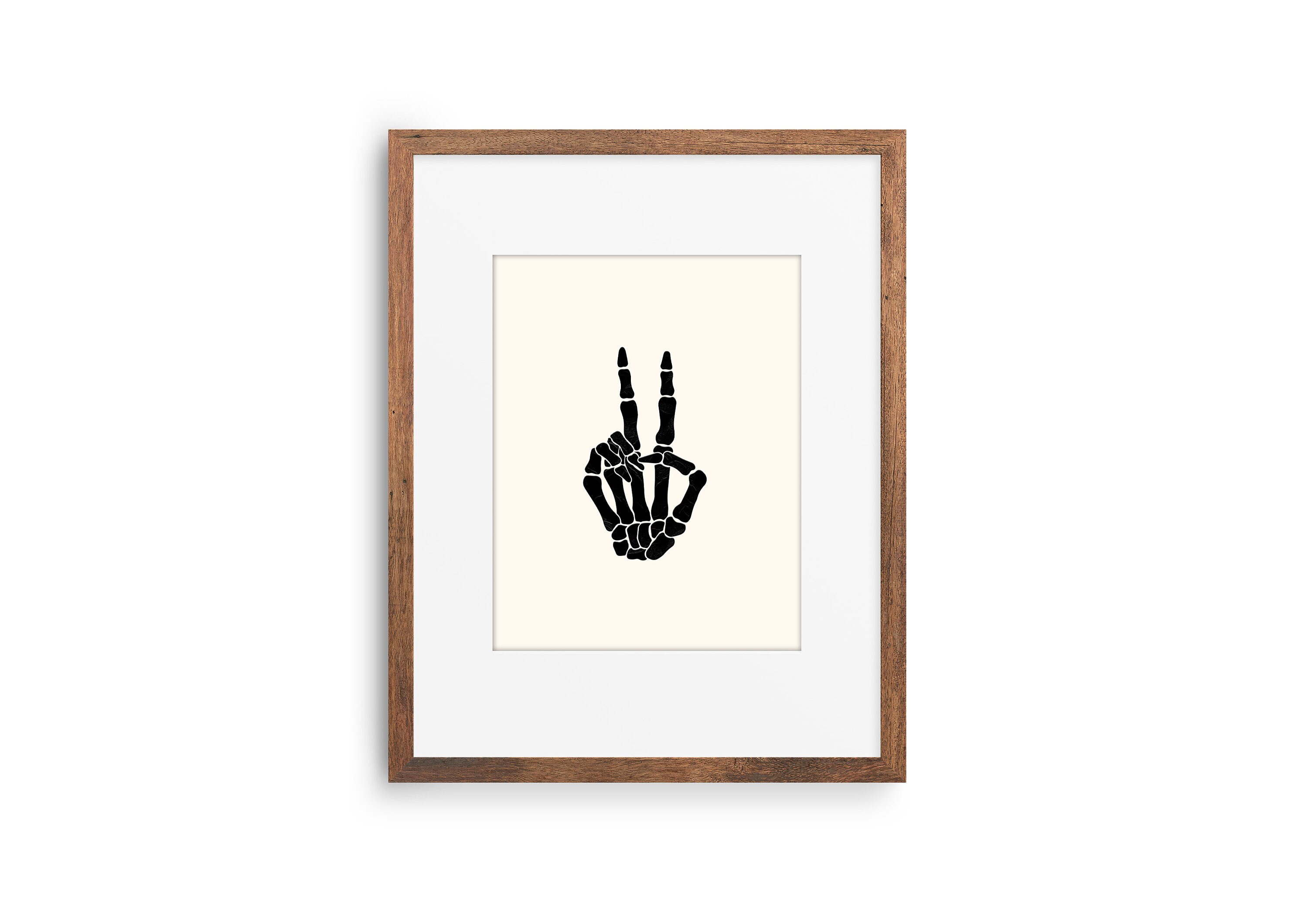 Skeleton Hand Peace Sign Art Print, Halloween Wall Decor, Spooky Season ...