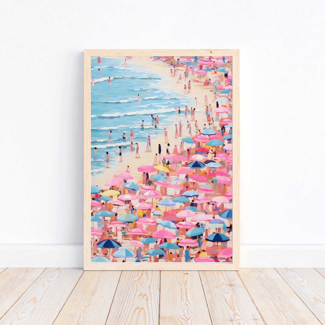 Vintage Beach Print Abstract Coastal Painting Girly - Etsy