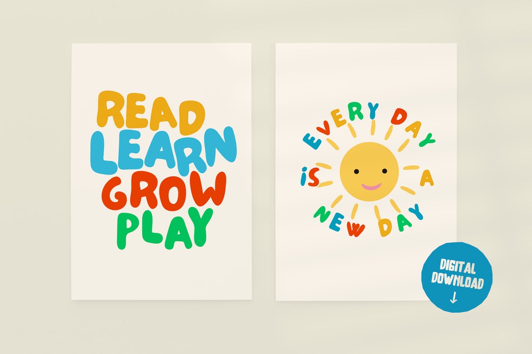Daycare Art Set Everyday is A New Day & Read Learn Grow Play - Etsy