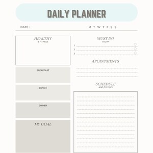 Printable Daily to Do List, Planner, Goals of the Day Water Reminder - Etsy