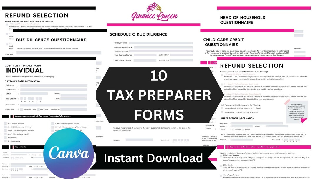 Tax Preparer Custom Client Intake Forms Tax Office Bundle - Etsy