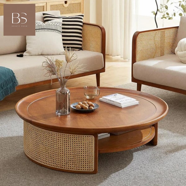 Large Round Coffee Table Wood - Etsy