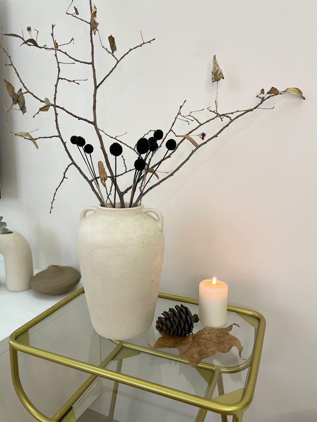 Vintage Effect Rustic Ceramic Vase, Vases for Flowers, Pottery Vase for ...