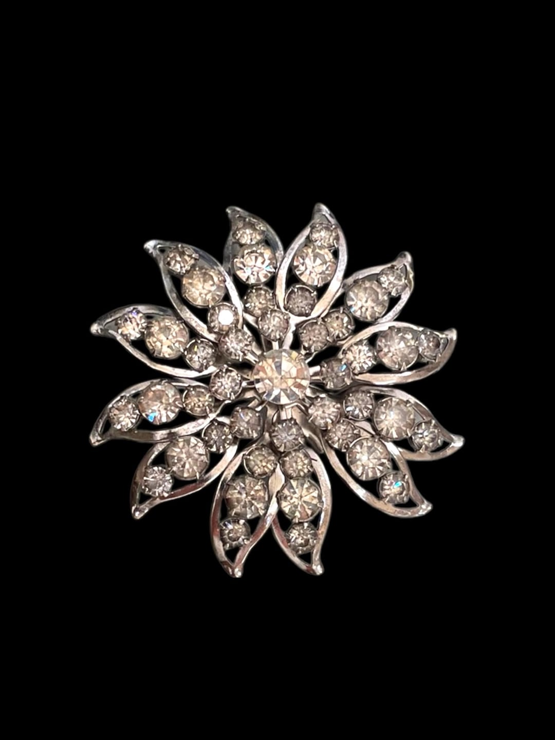 Vintage Rhinestone Starburst Design Brooch - Etsy