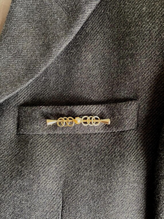 Vintage Bar Pin with Pearl Center - Gem