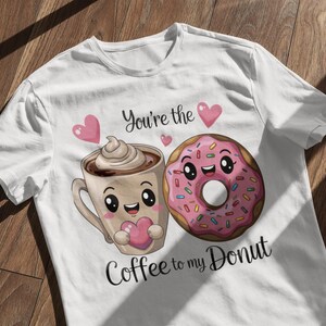 Coffee and Donut PNG Digital Download | Cute Kawaii Valentine's Day ...