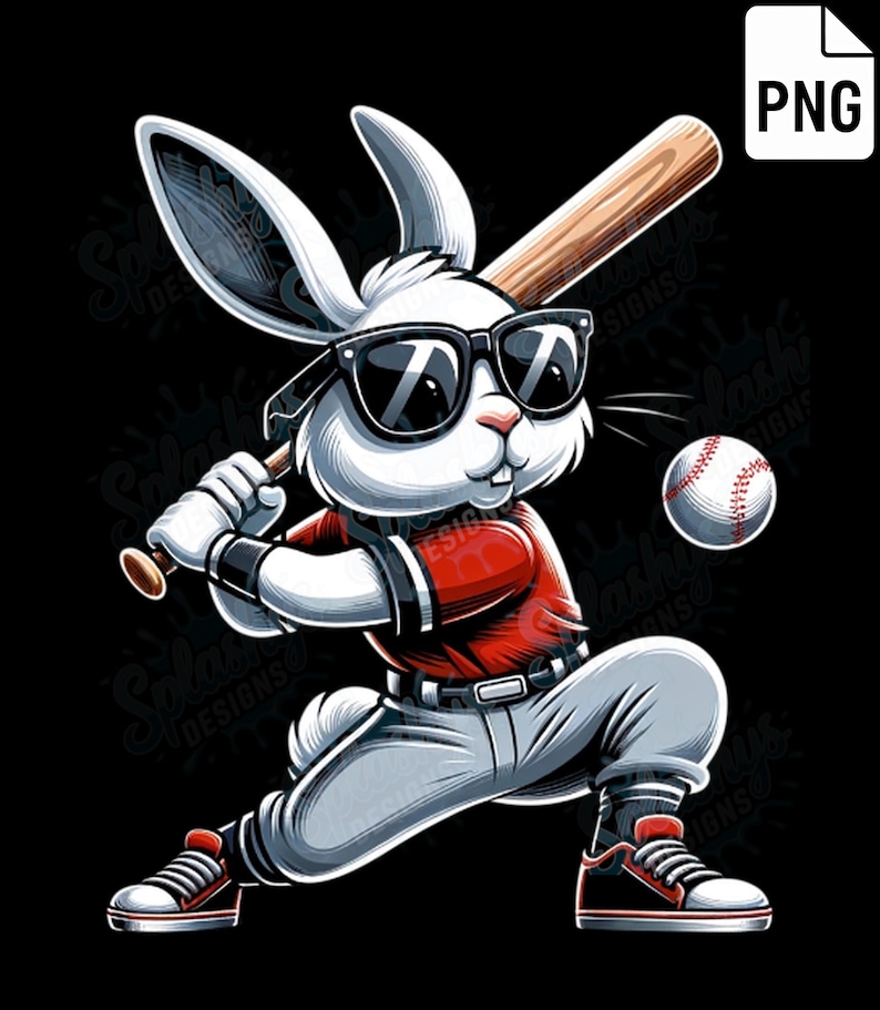 Cool Baseball Bunny PNG | Cute Cartoon Rabbit With Bat | Sports Animal ...
