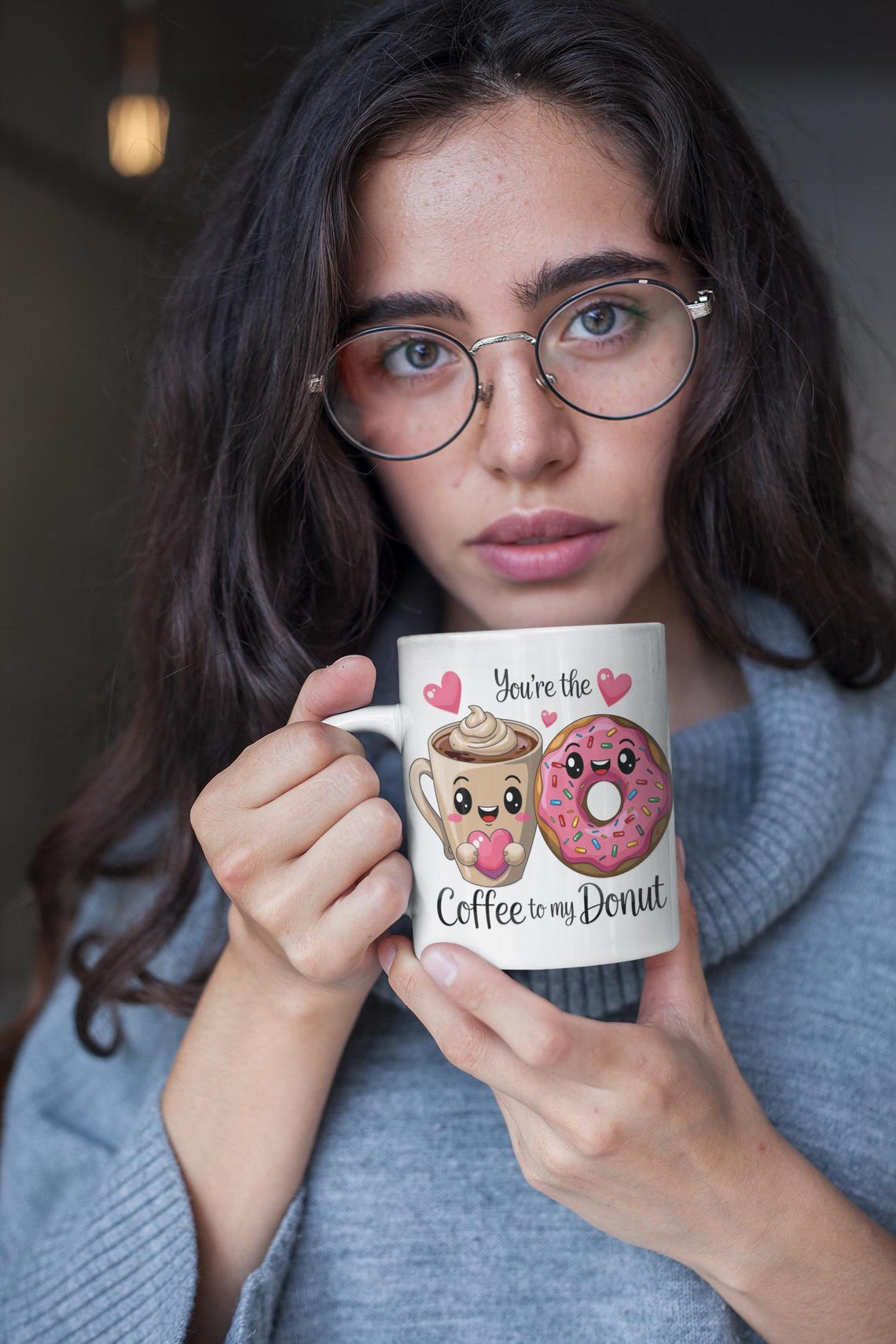 Coffee and Donut PNG Digital Download | Cute Kawaii Valentine's Day ...