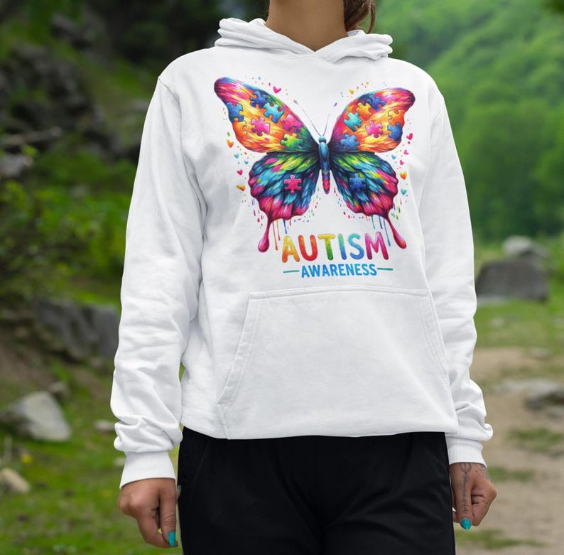 Autism Awareness Butterfly PNG, Sublimation Design for T-shirts, Puzzle ...