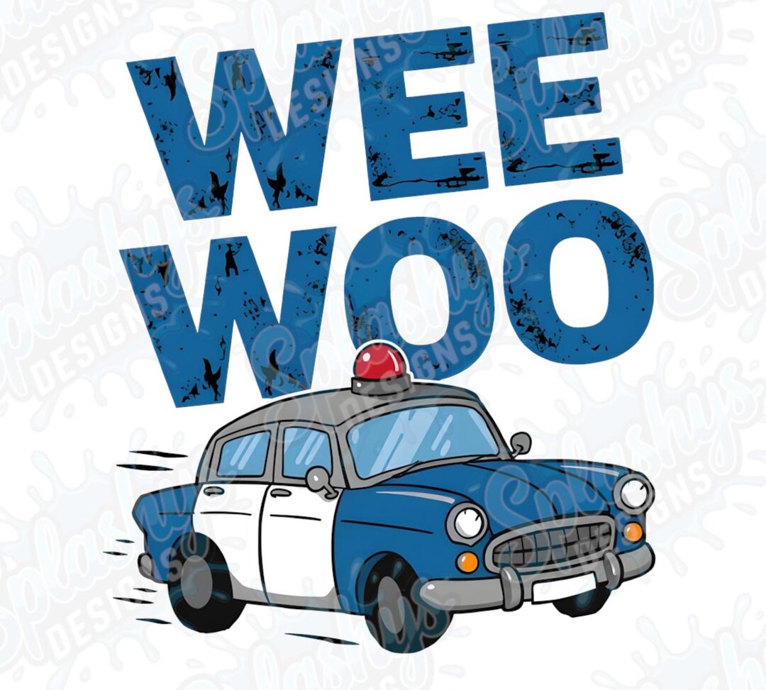 Funny Vintage Police Car 'wee Woo' Siren Sound Graphic - Cartoon Cop ...