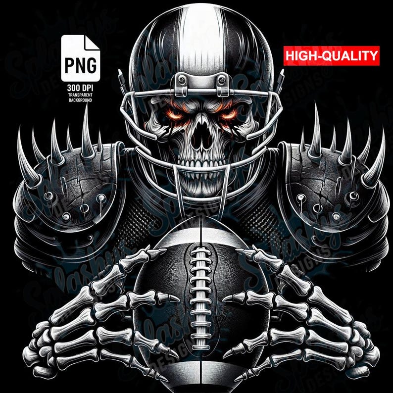 Grim Reaper Skeleton Football Player Holding Ball Spiked Shoulder Pads ...