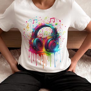 Colorful Music Headphones PNG Sublimation Design Vibrant Musical Art ...