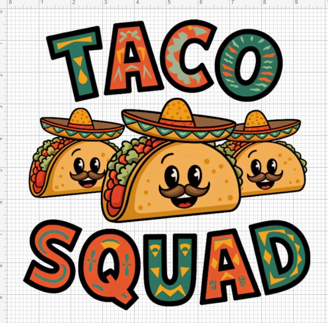 Funny Taco Squad PNG - Cute Mexican Food Digital Download - Kawaii Taco ...